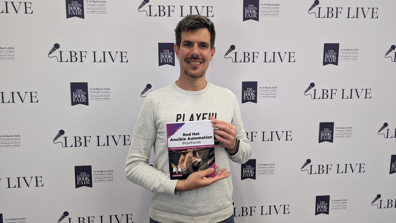 Luca Berton presents the Latest Book at the London Book Fair 2024, Luca Berton presents the Latest Book at the London Book Fair 2024,